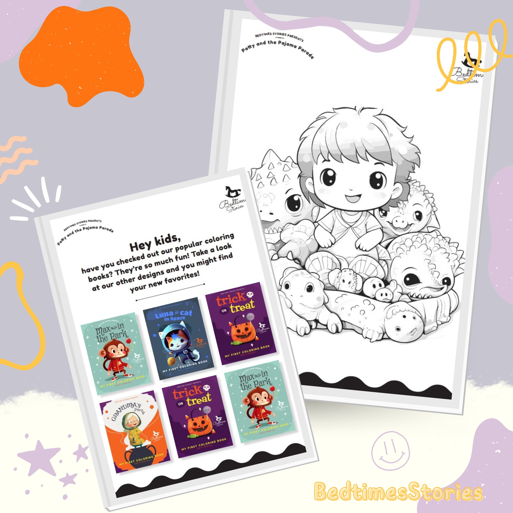 Patty and the Pajama Parade Coloring Book Digital Coloring - Etsy