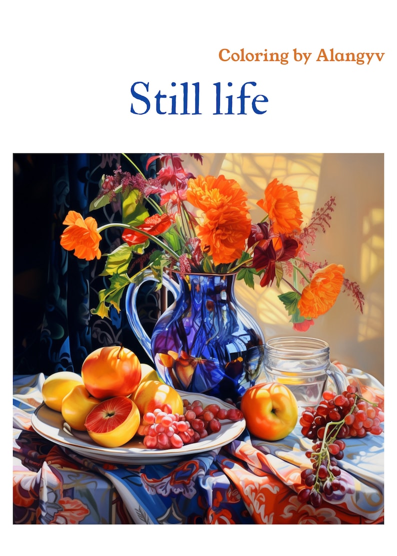 STILL LIFE Coloring Book - Adult Coloring Pages, Instant Download ...