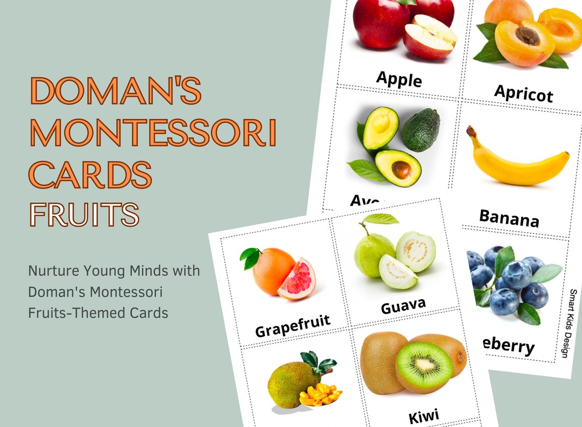 Montessori Fruits Cards, Doman Fruits Cards, Fruit Flash Cards ...