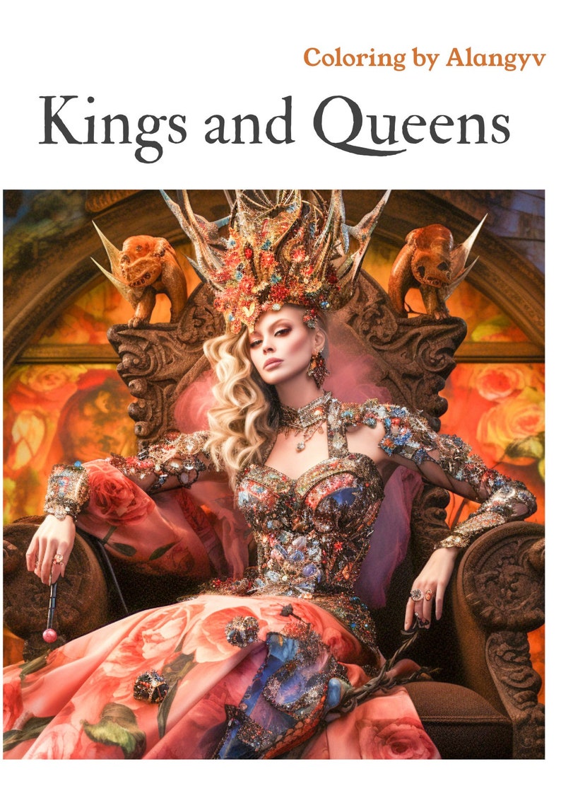 Kings and Queens Coloring Book Adult Coloring Pages, Instant Download ...