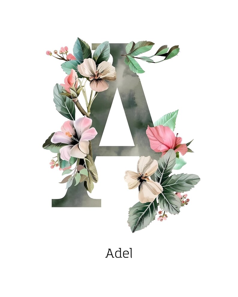 PERSONALIZED Name Print,letter A, Custom Initial Print, Printable Name ...