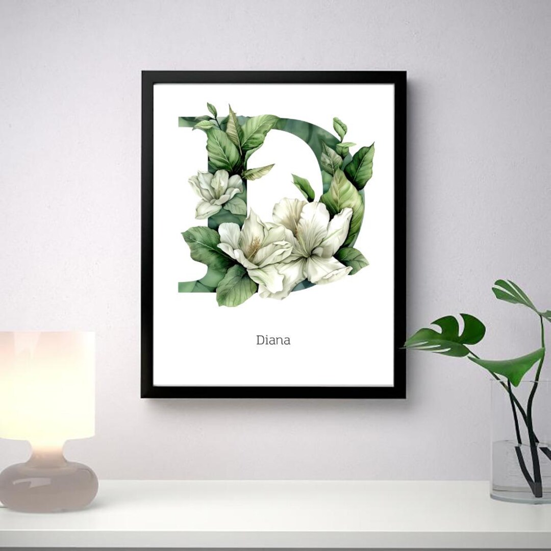 PERSONALIZED Name Print,letter D, Custom Initial Print, Printable Name ...