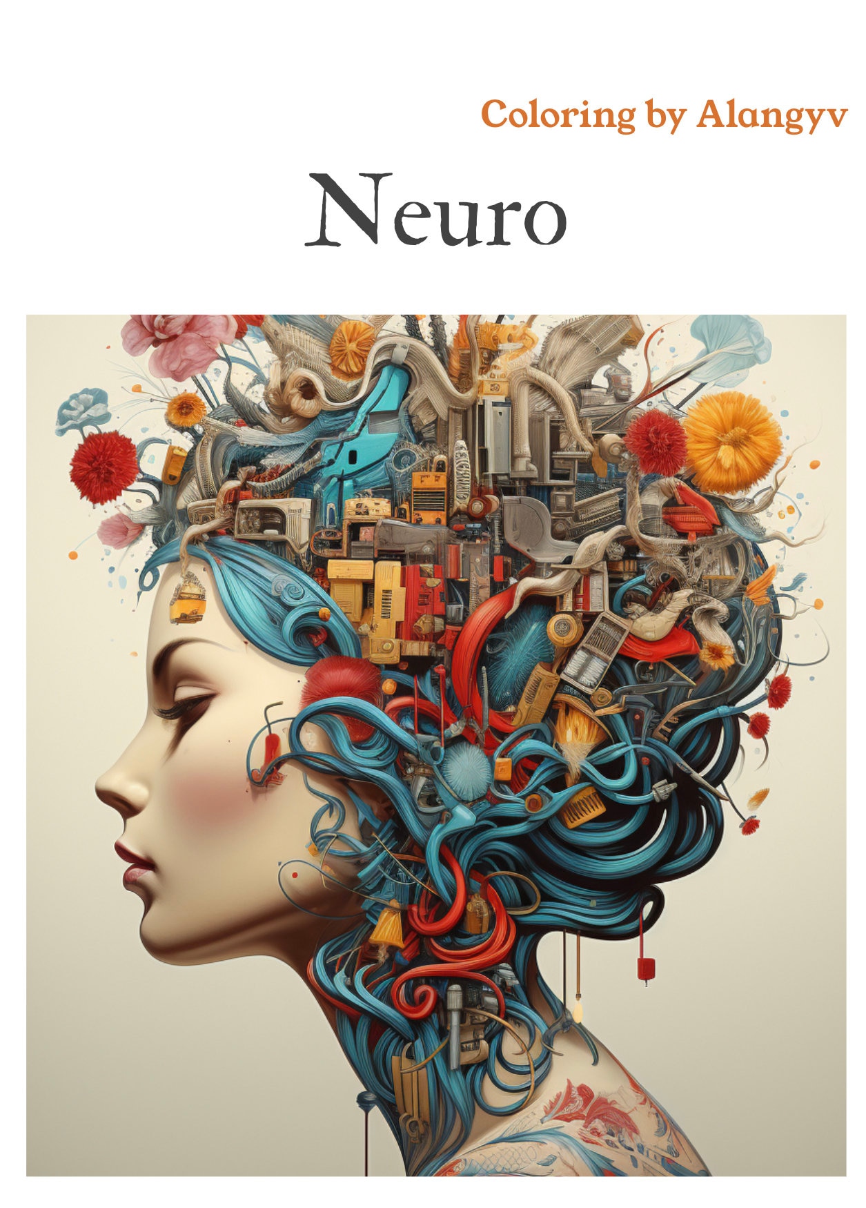 Neuro Coloring Book - Adult Coloring Pages, Instant Download, Grayscale ...