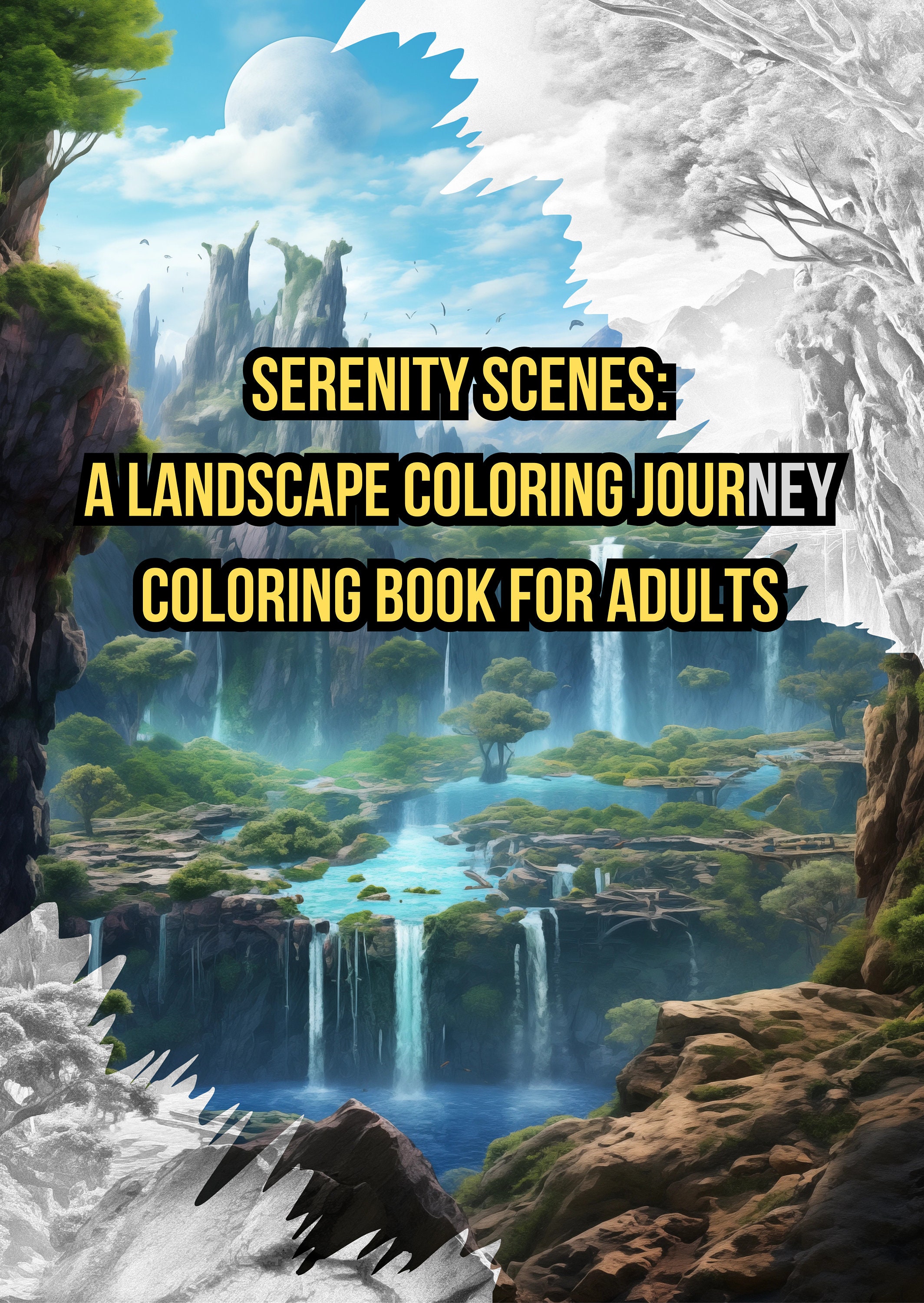 LANDSCAPE Coloring Book 102 Coloring Page-instant Download, Grayscale ...