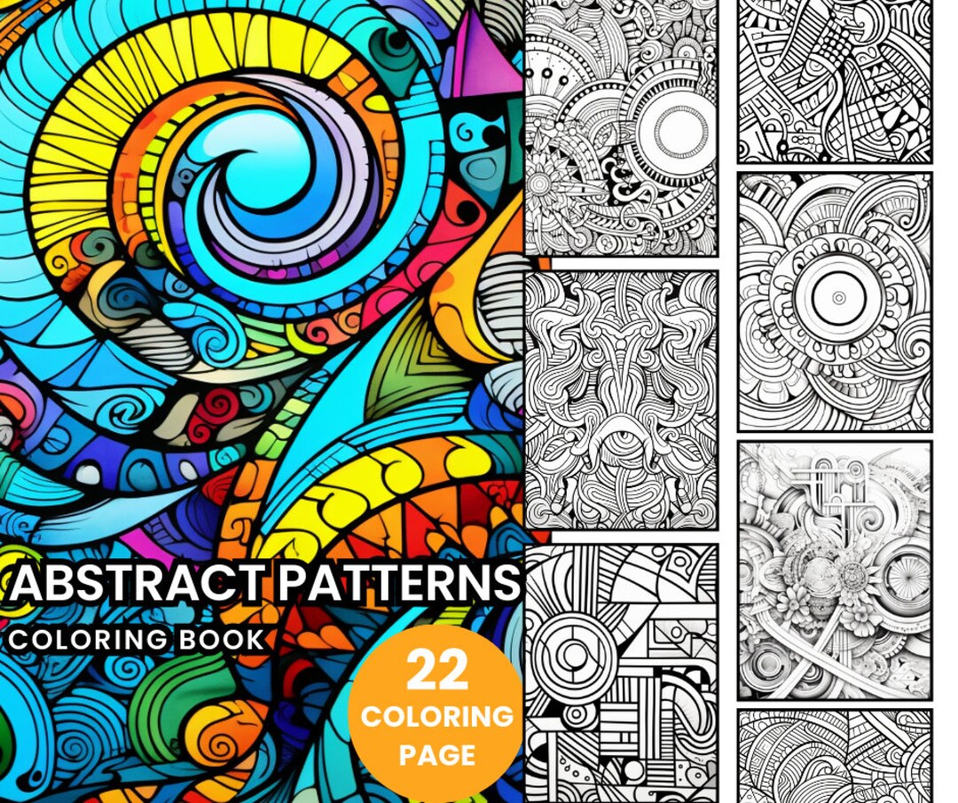 Abstract Patterns Coloring Book - Adult Coloring Pages, Instant ...