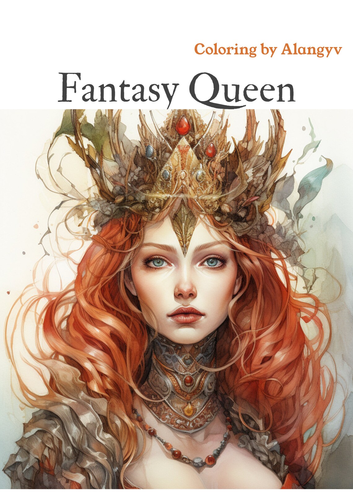 Fantasy Queen Coloring Book - Adult Coloring Pages, Instant Download ...