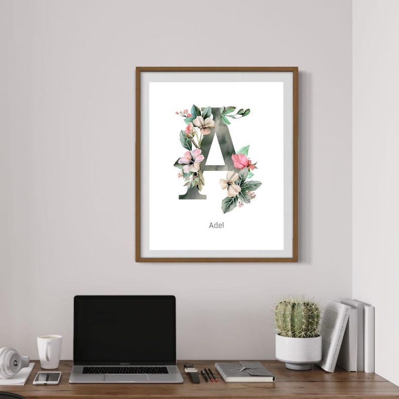 PERSONALIZED Name Print,letter A, Custom Initial Print, Printable Name ...