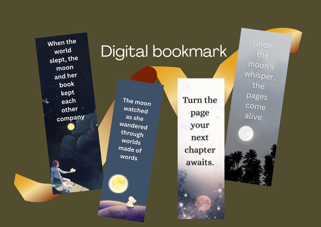 Moonlight Fantasy Bookmarks | Celestial Reading Quotes (digital ...