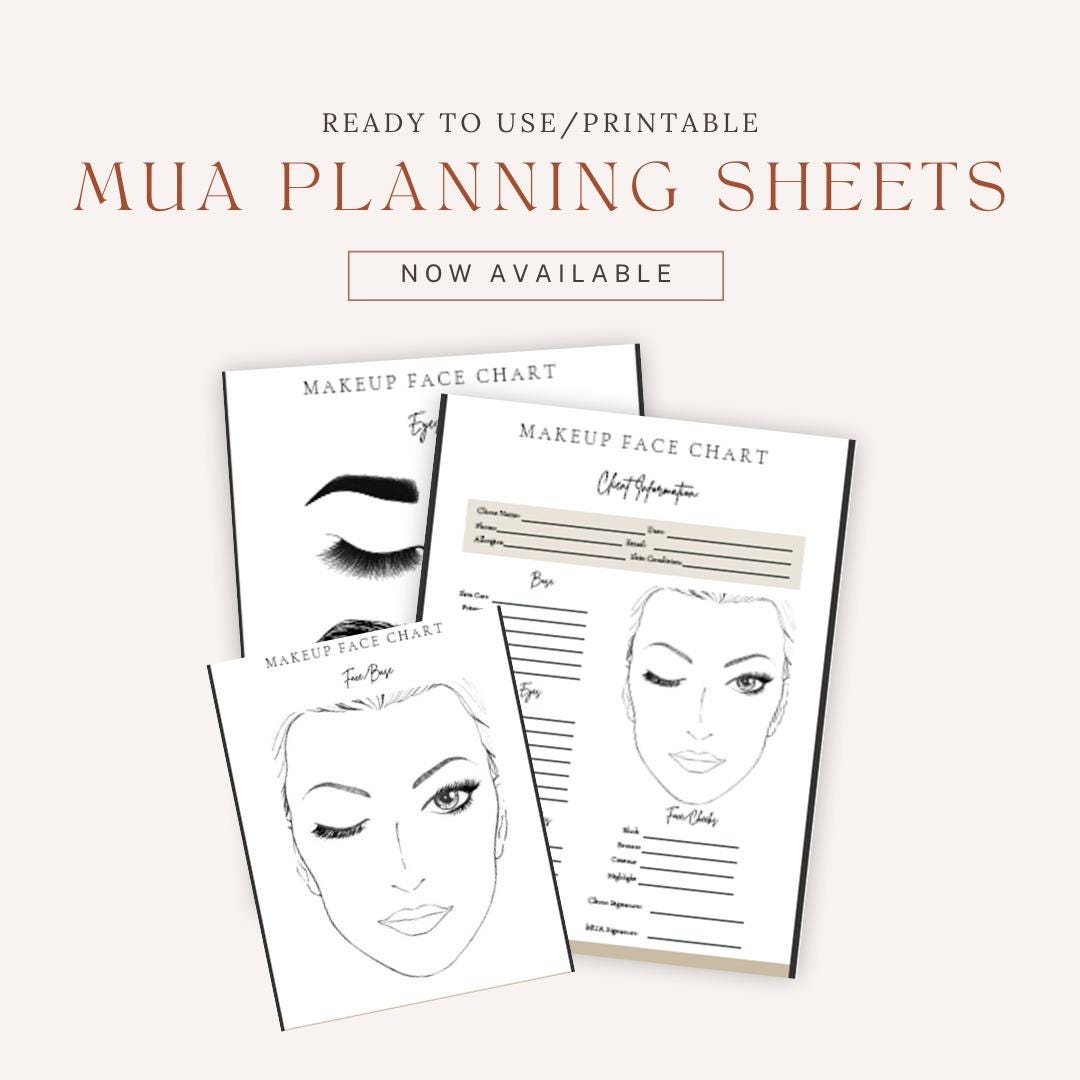 MUA Planning Sheets Makeup Face Chart Printable Planner - Etsy