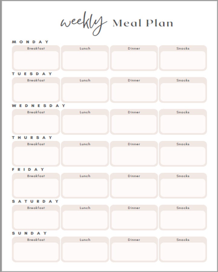 Editable and Printable Weekly Meal Planner - Etsy