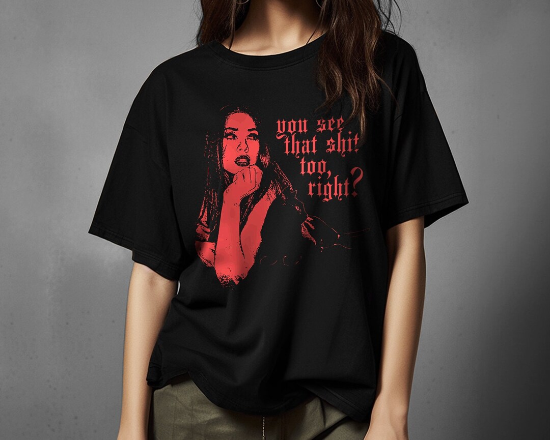 Red Girl and A Cat Alternative Witch Shirt Sassy WTF Shirt Modern Witch Gen Z Y2K Style 100% ...
