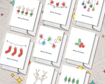 Set of 5 DIY Folding Christmas Greeting Cards - Etsy