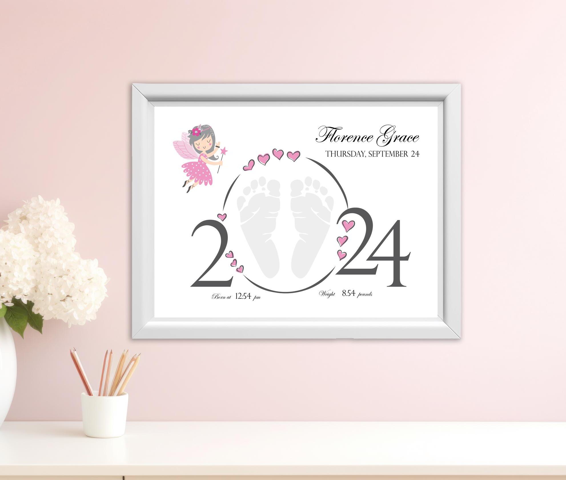 Printable and Editable Baby Girl Footprint Wall Art/decor - Etsy