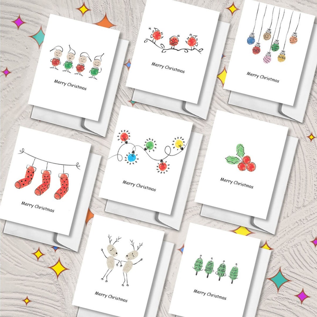 Set of 8 Printable Christmas Cards Instant Download - Etsy