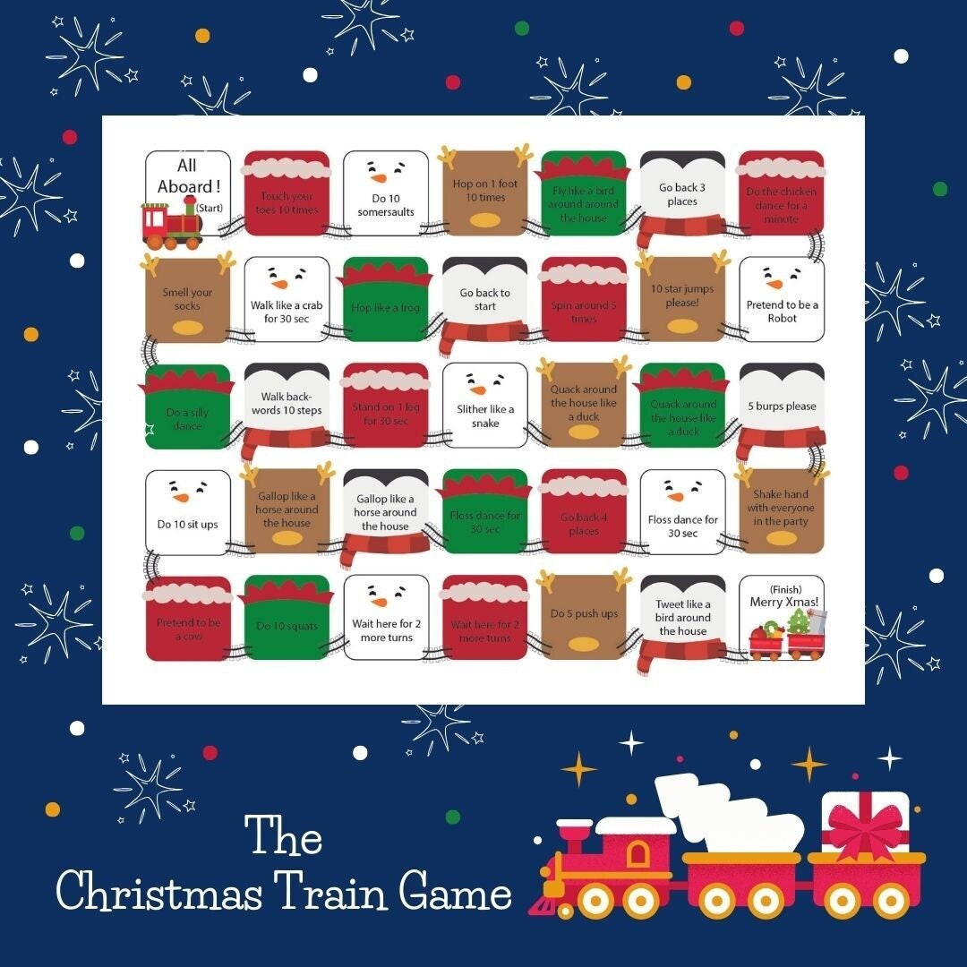 Christmas Train Board Game, Printable Christmas Board Game, Kids ...