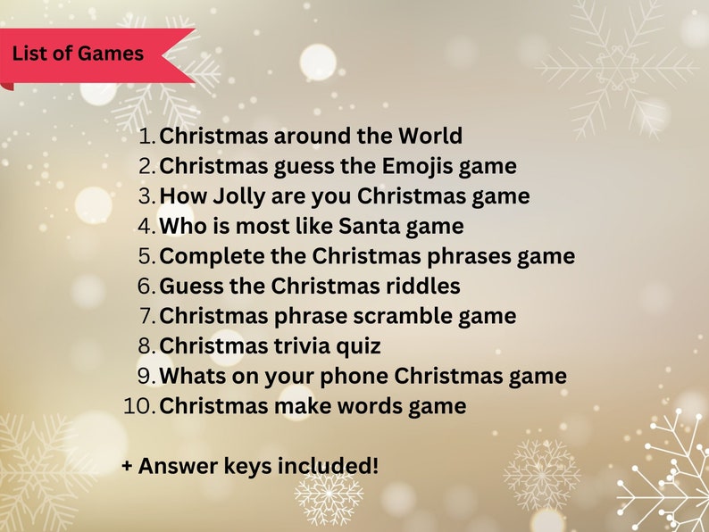 10 Christmas Games Bundle, Christmas Party Games, Instant Download ...
