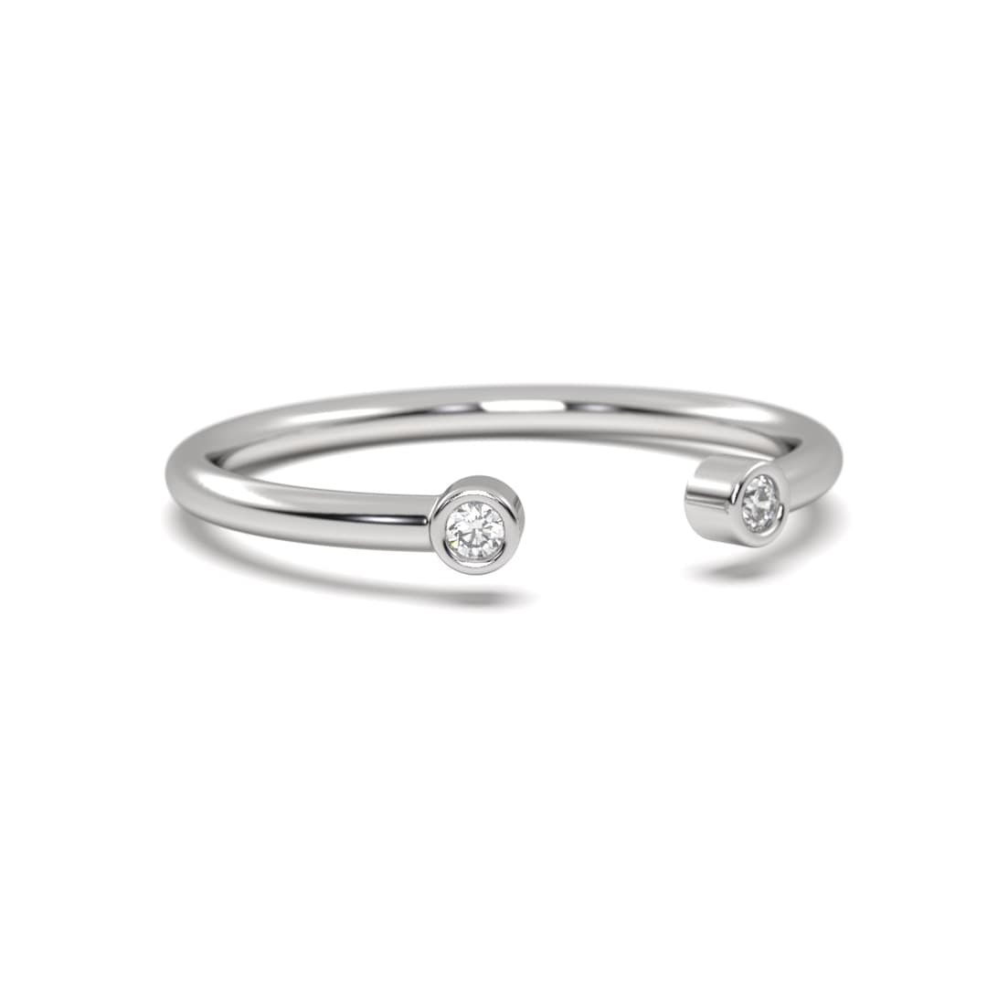 Minimalist Open Cuff Diamond Ring in 10KT White Gold | Modern Bezel Set ...