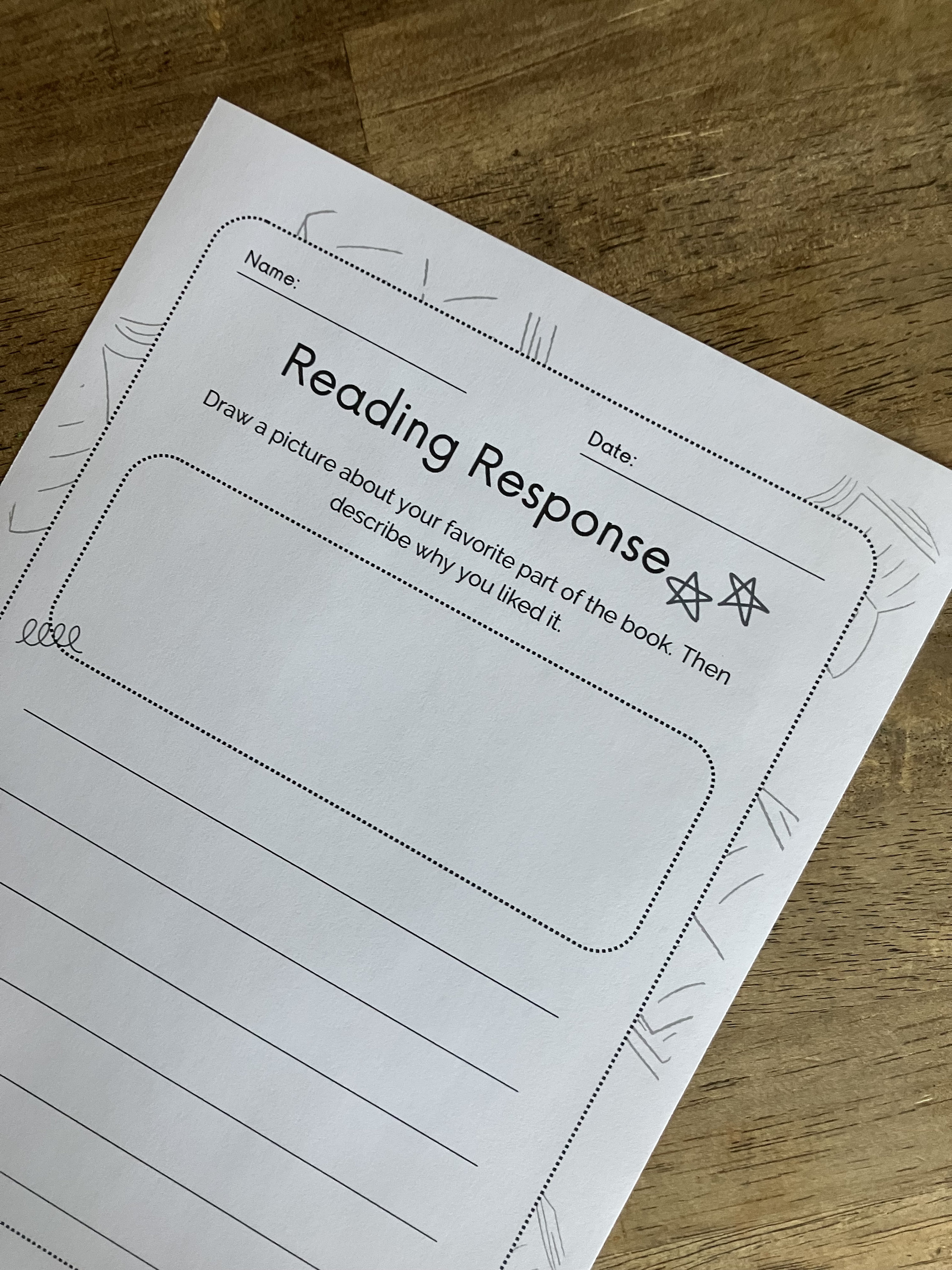 Reading Response, Elementary Printable-main Idea, Reading Comprehension ...
