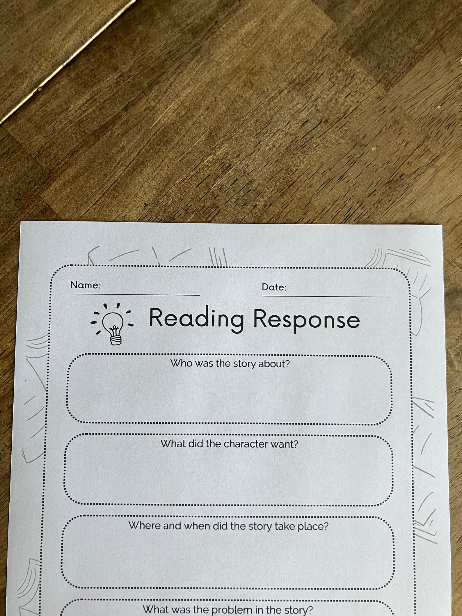 Reading Response, Elementary Printable-main Idea, Reading Comprehension ...