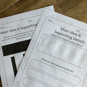 Reading Response, Elementary Printable-main Idea, Reading Comprehension ...