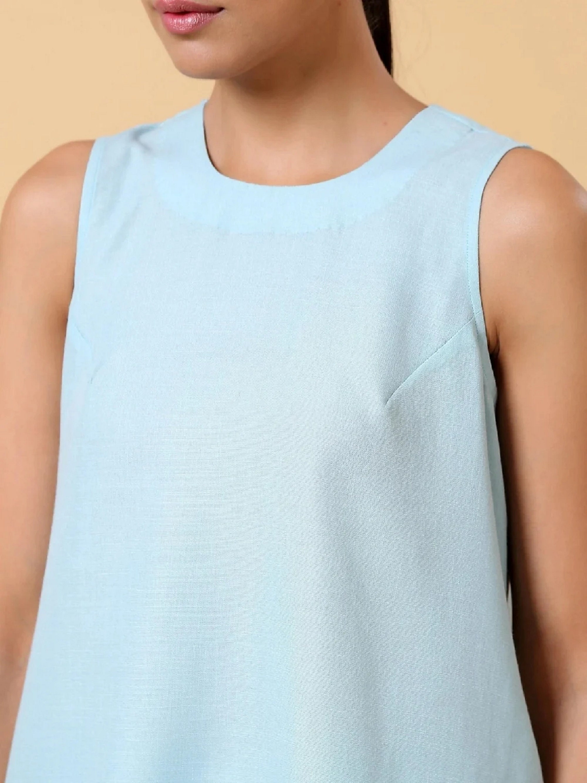 Stylist Cotton Linen Sleeveless Kurta Pant for Women, Work Out Co-ord ...