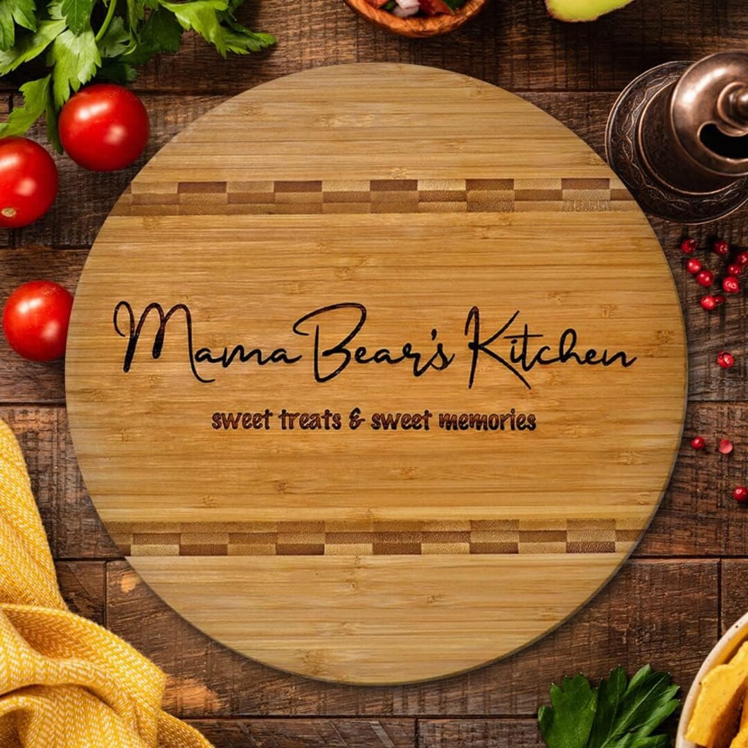 Mama Bear Gift Bamboo Butcher Block Inlay Engraved Cutting Board Mama ...