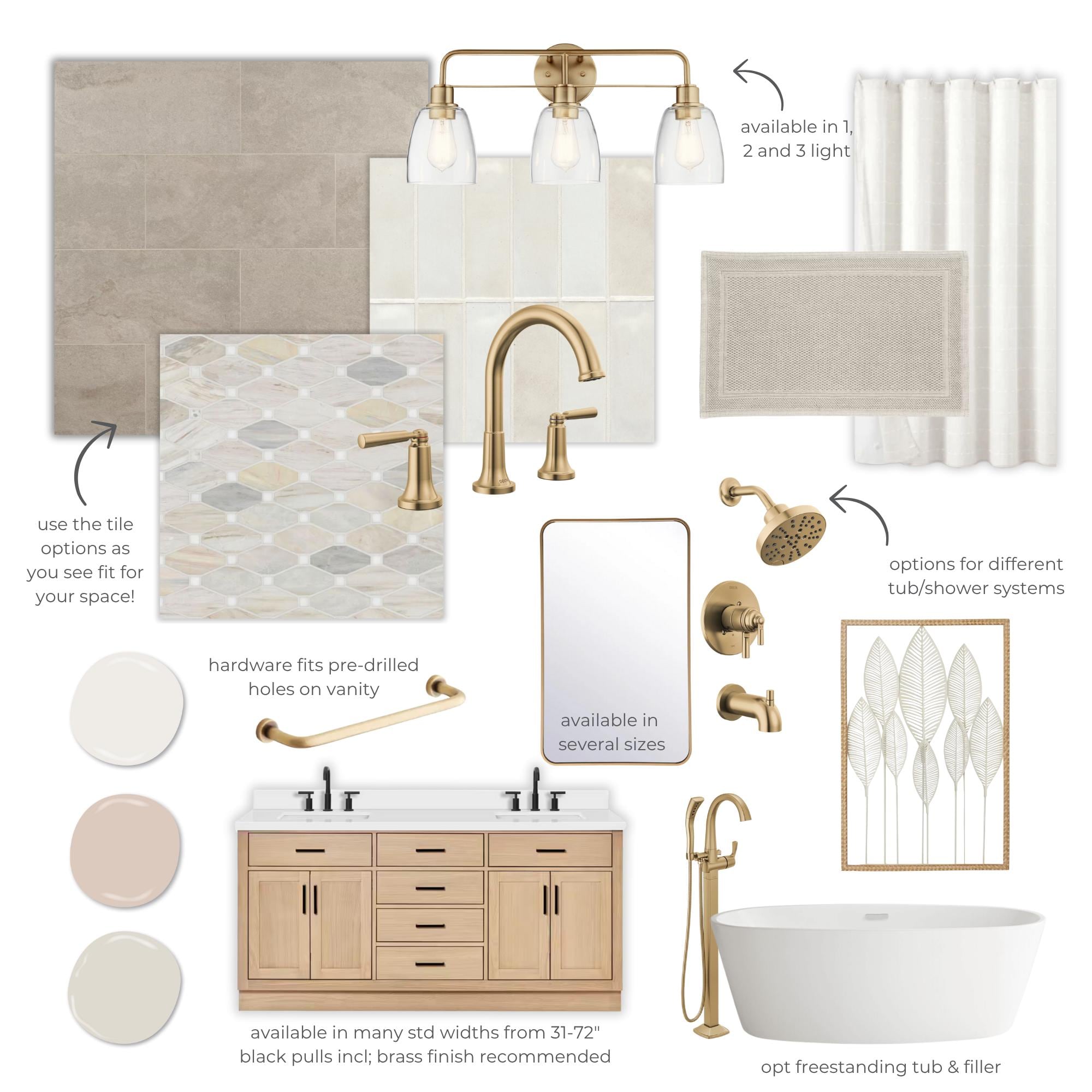 Classic Bathroom Design Style Kit: Mood Board & Shopping List (PDF ...