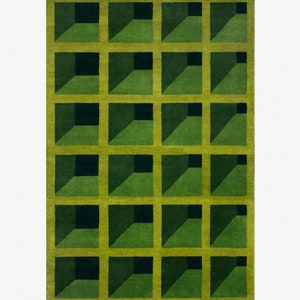 Mid-century Modern Geometric Rug Retro Design Handmade Tufted - Etsy