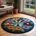 Flower Round Rug Hand Tufted Wool Rugs Area Rug for Kitchen Living Room ...