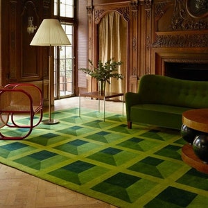 Mid-century Modern Geometric Rug Retro Design Handmade Tufted - Etsy