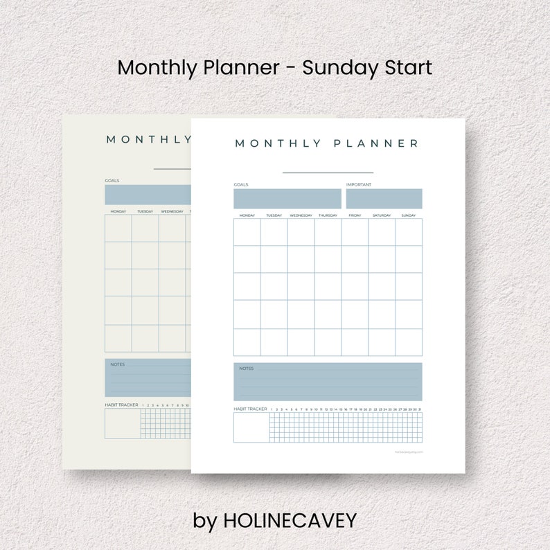 Minimal Monthly Planner, Printable Planner, Monthly to Do List ...