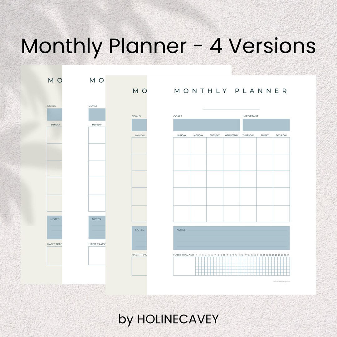 Minimal Monthly Planner, Printable Planner, Monthly to Do List ...