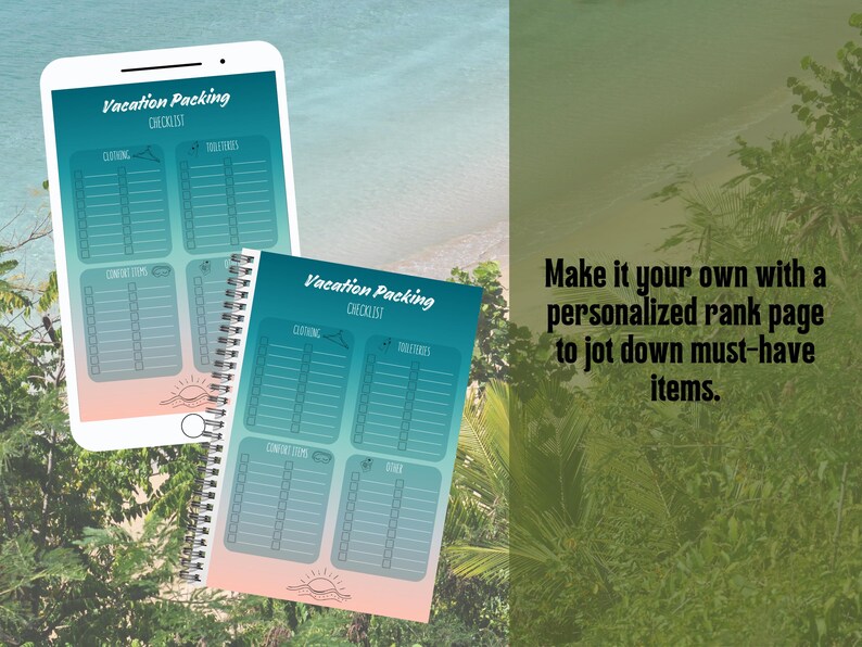 Packing List for SUMMER Vacation, EDITABLE and PRINTABLE, Travel ...