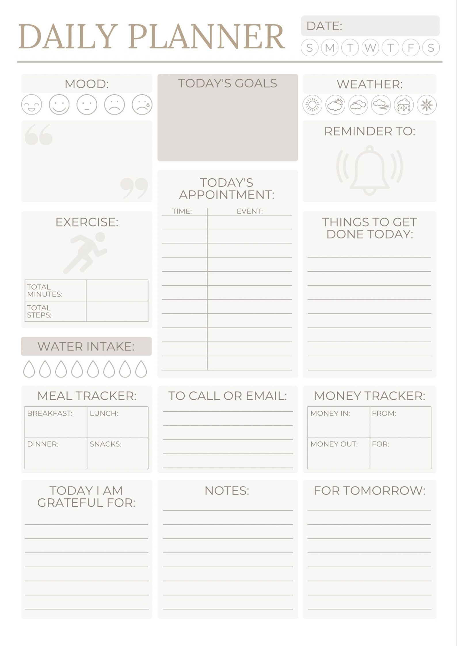Daily to Do List Printable, Instant Download, Daily Planner, Printable ...