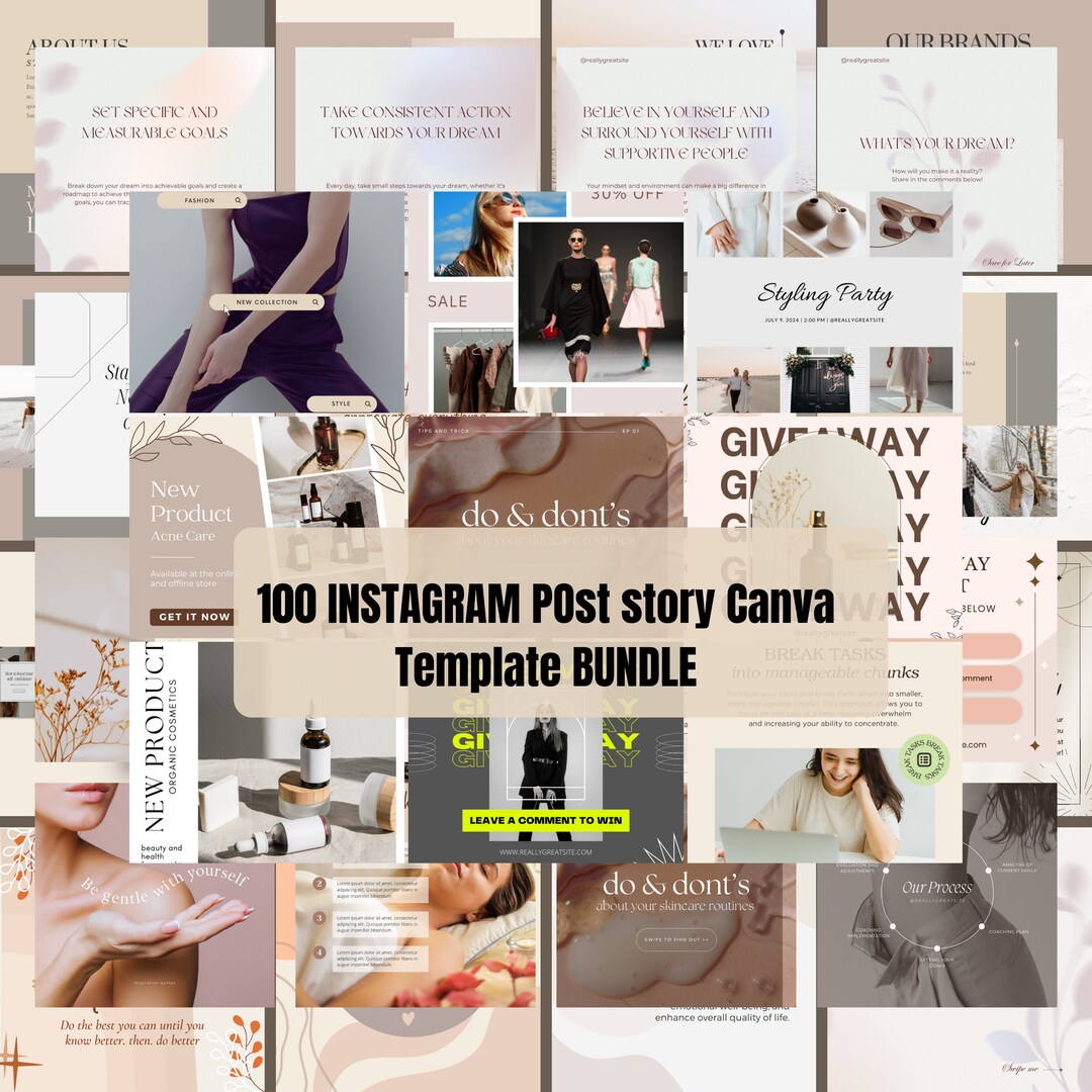 100 Canva Templates Bundle Social Media Template Canva - Etsy