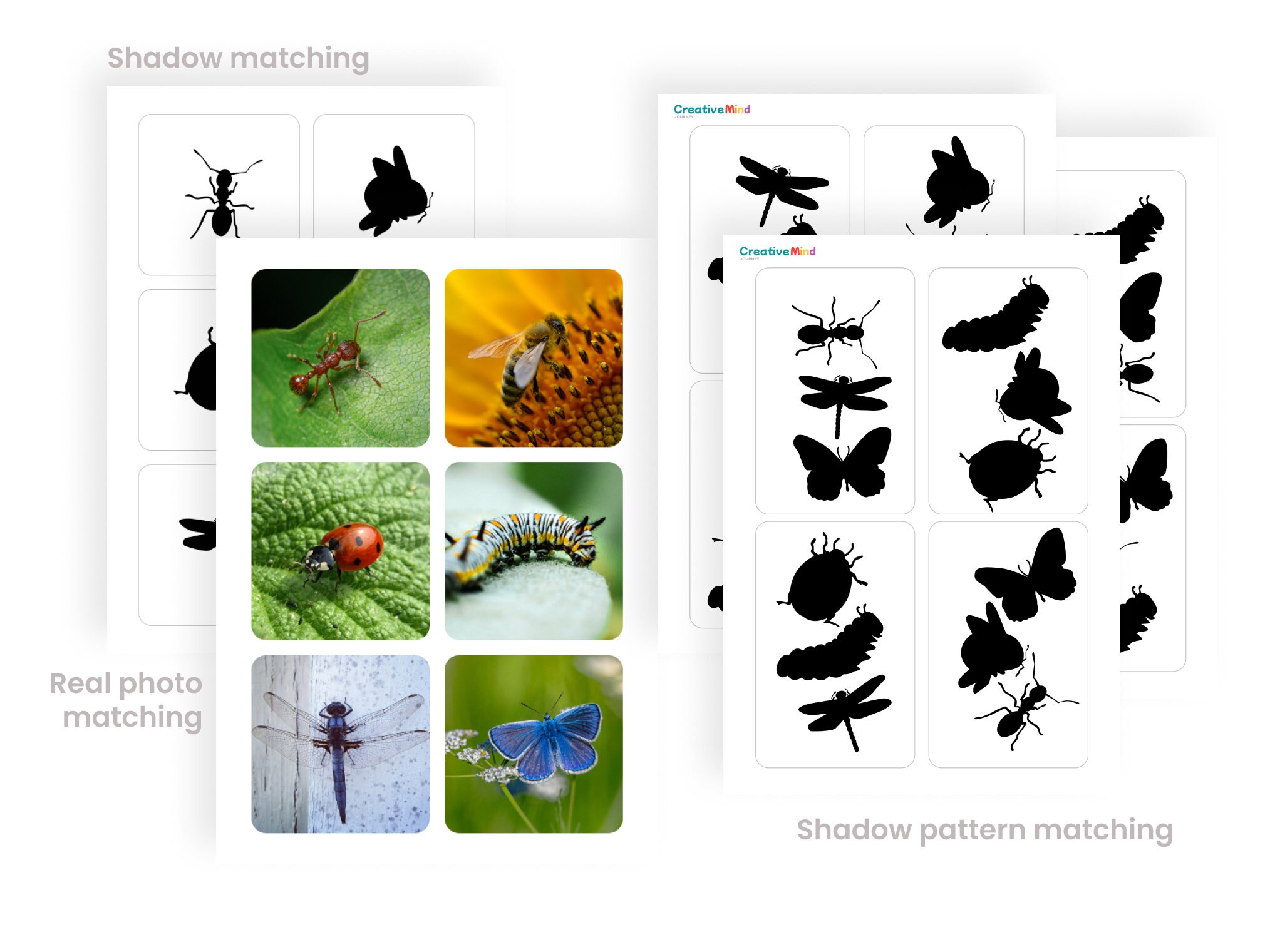 Printable Shadow Match Animal Match for Lovevery Fuzzy Bug - Etsy