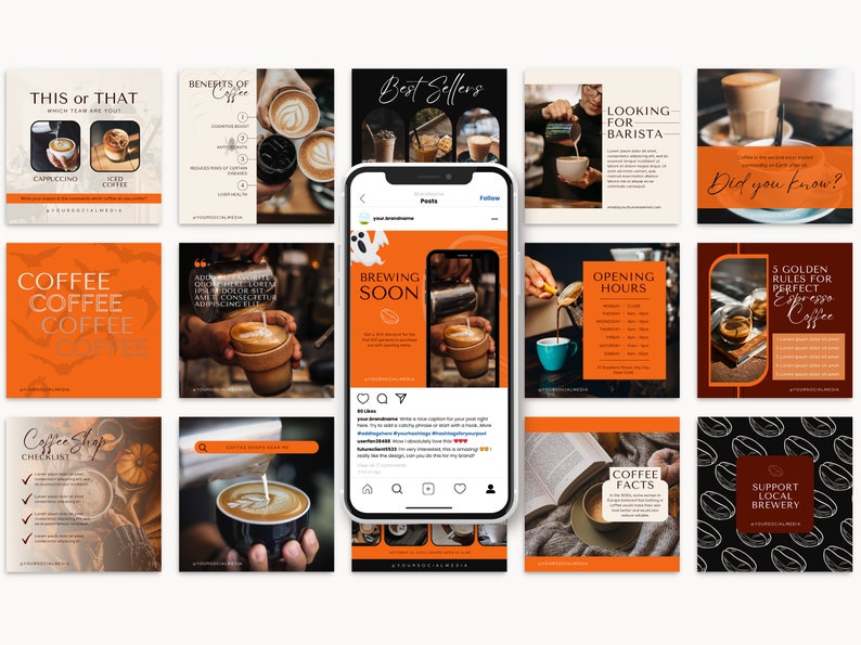 100 Social Media Posts for Coffee Shops // Halloween Social Media Posts ...