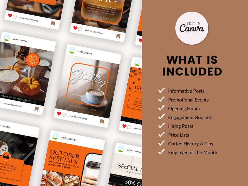 100 Social Media Posts for Coffee Shops // Halloween Social Media Posts ...