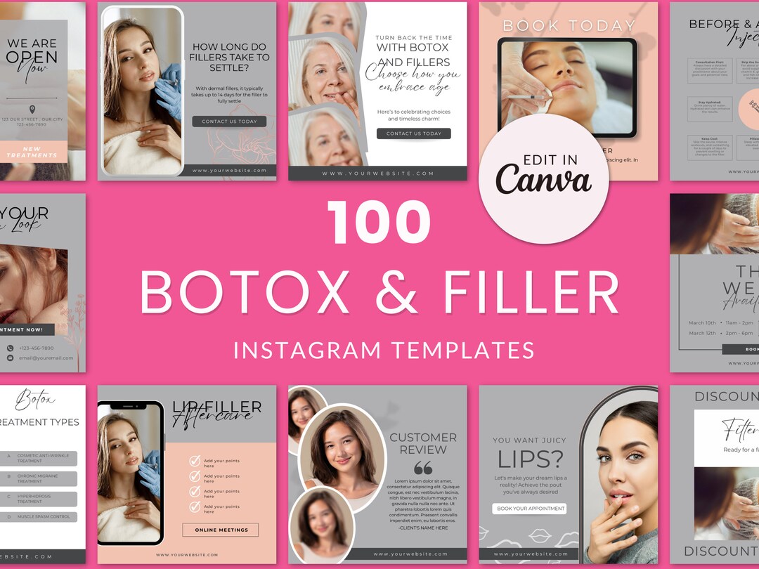 Botox and Filler Instagram Templates // Botox Instagram Posts ...