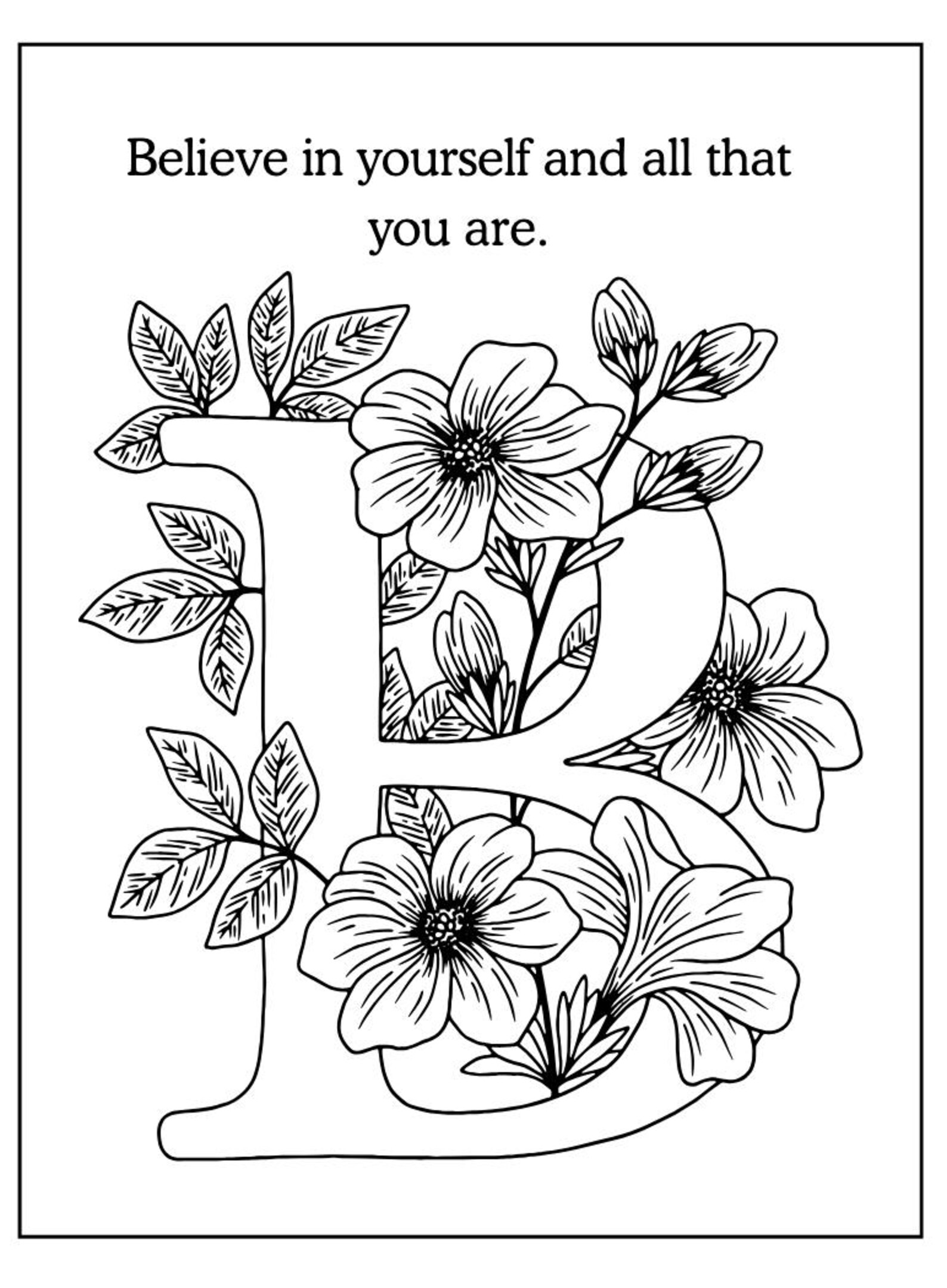 Affirmation Coloring. Mindfulness Alphabet Coloring Pages. Minimalist ...