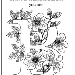 Affirmation Coloring. Mindfulness Alphabet Coloring Pages. Minimalist ...