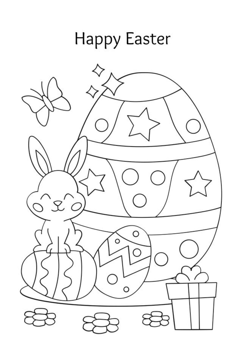 Children's Easy Printable Easter Coloring Page - A4 Size | Instant ...