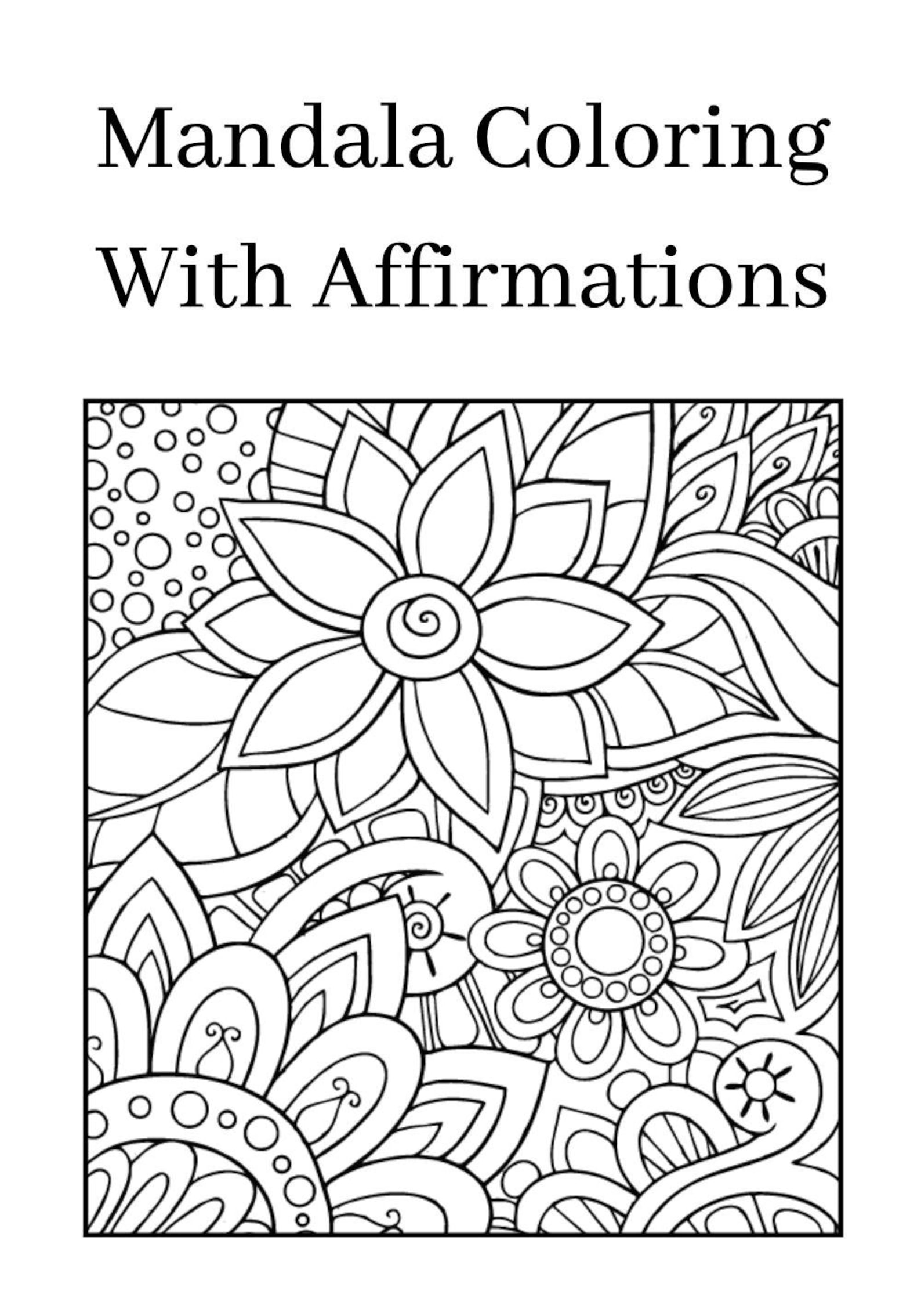 50 Mandala Coloring Pages With Affirmations. Doodle Drawing ...