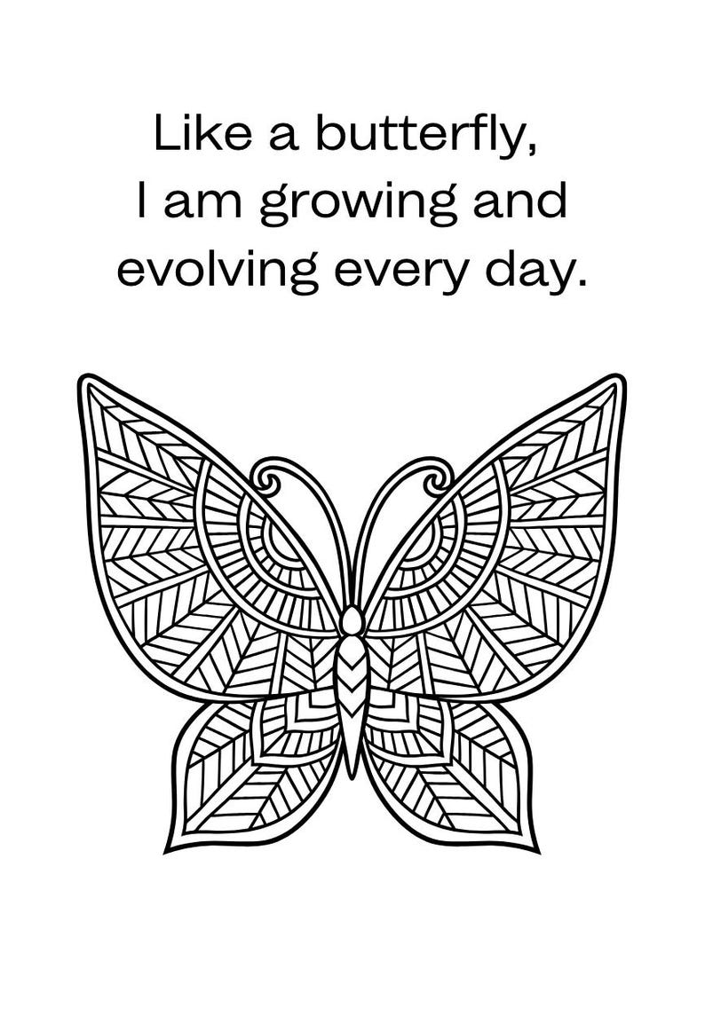 Butterfly Affirmations Coloring Pages – Printable Mindfulness Art ...
