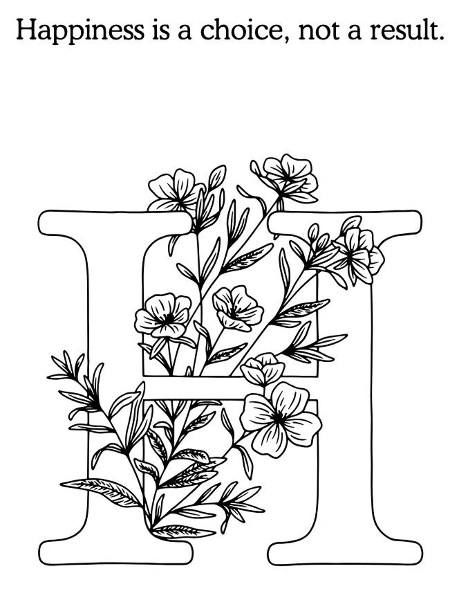 Affirmation Coloring. Mindfulness Alphabet Coloring Pages. Minimalist ...