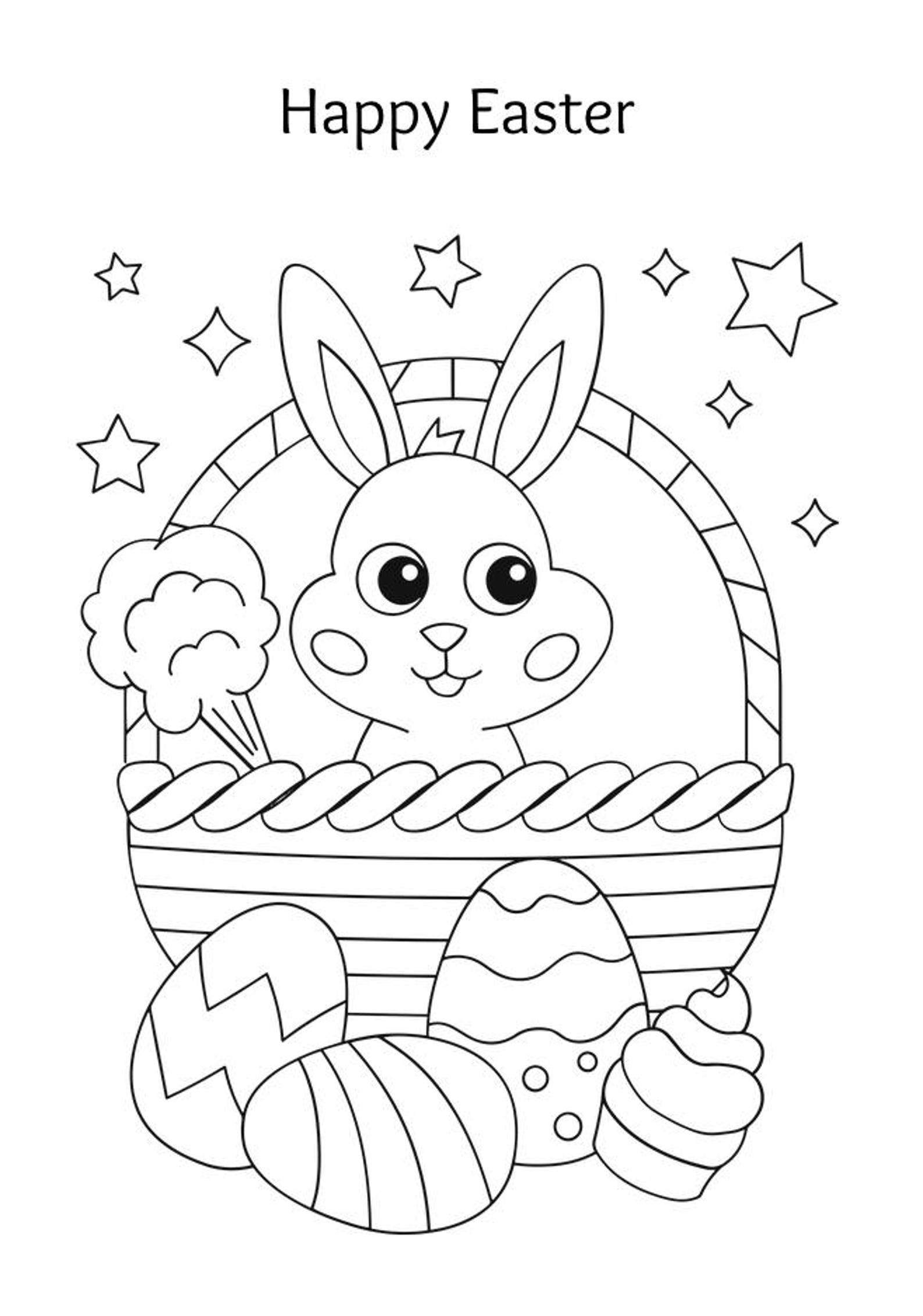 Children's Easy Printable Easter Coloring Page - A4 Size | Instant ...