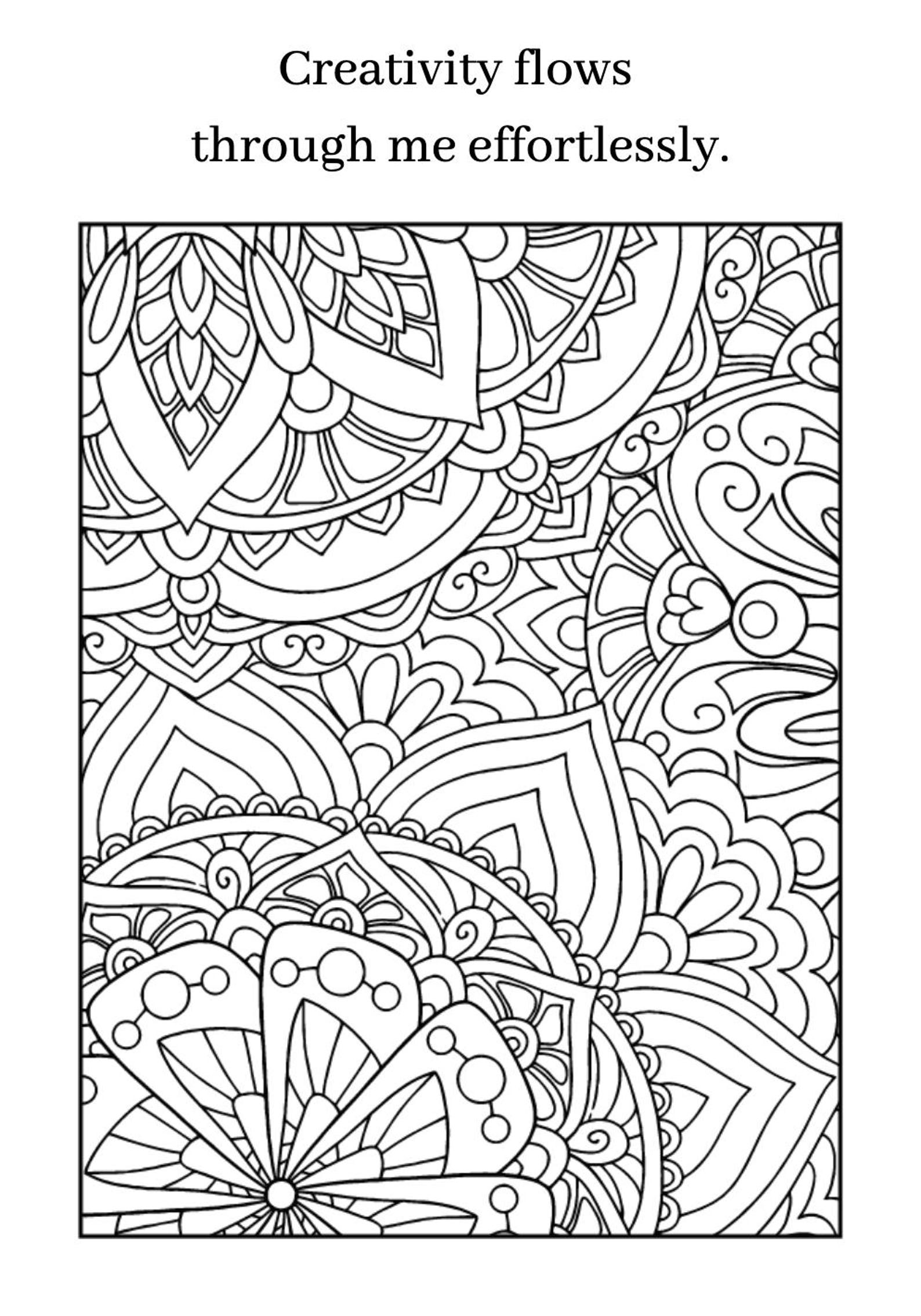 50 Mandala Coloring Pages With Affirmations. Doodle Drawing ...