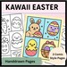 Kawaii Easter Handdrawn Coloring Pages | 3 Page Printable Digital ...