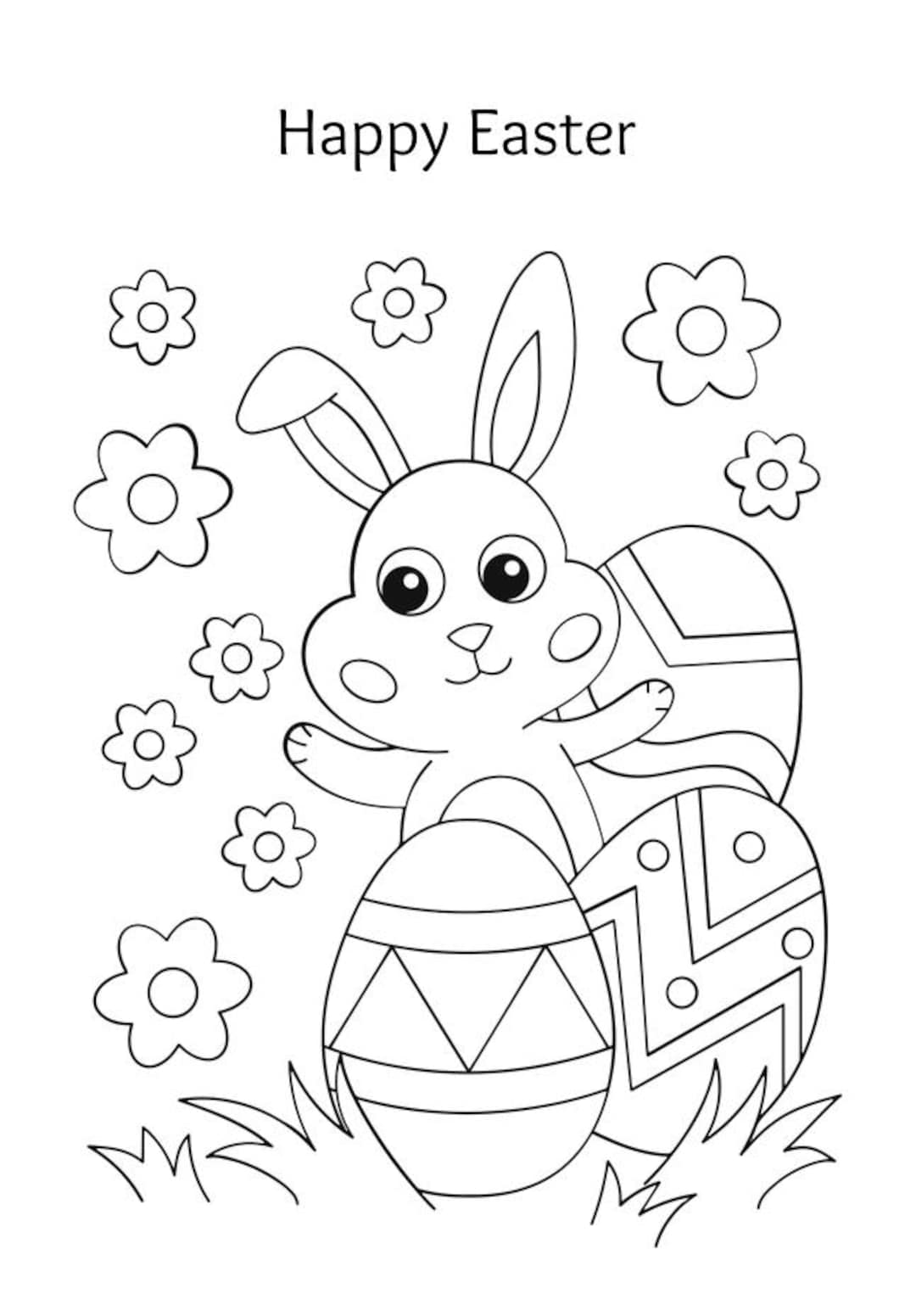 Children's Easy Printable Easter Coloring Page - A4 Size | Instant ...