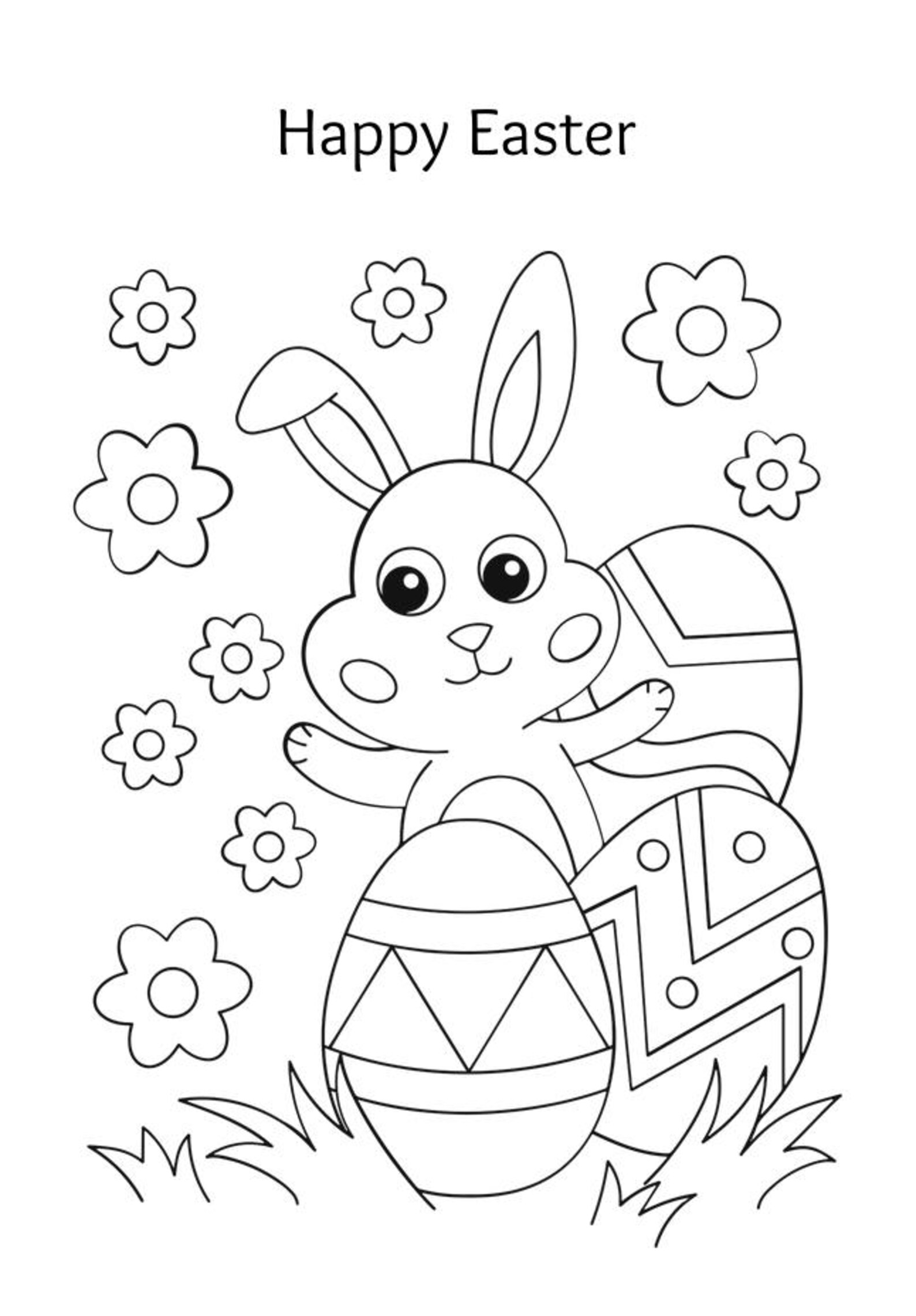 Children's Easy Printable Easter Coloring Page - A4 Size | Instant ...